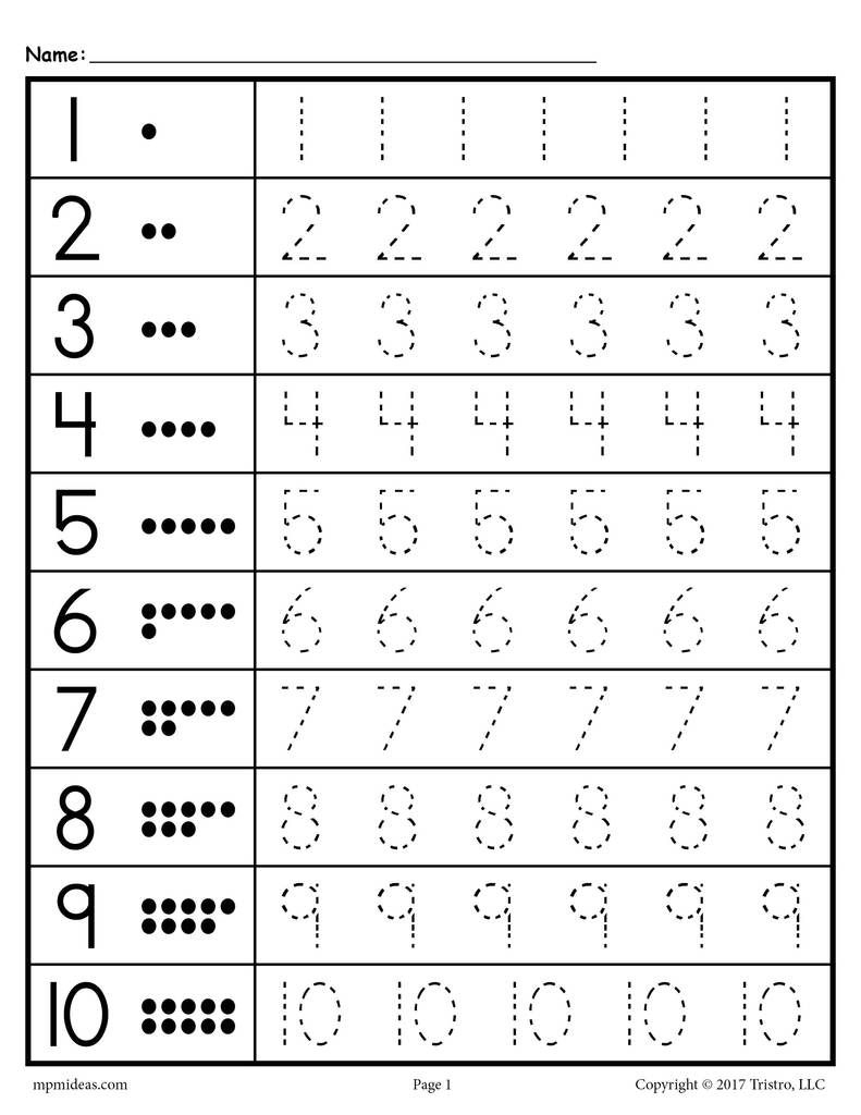 Printable Numbers 1 20 To Trace