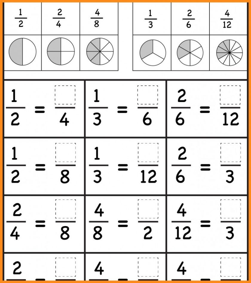 Fraction Worksheets For 1st Graders