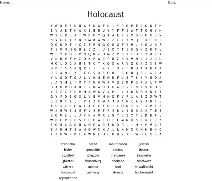 Holocaust Word Search - Wordmint | Holocaust Printable Worksheets ...