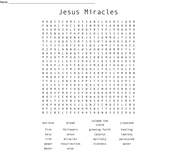 Jesus Miracles Word Search - Wordmint | Printable Worksheets Miracles ...