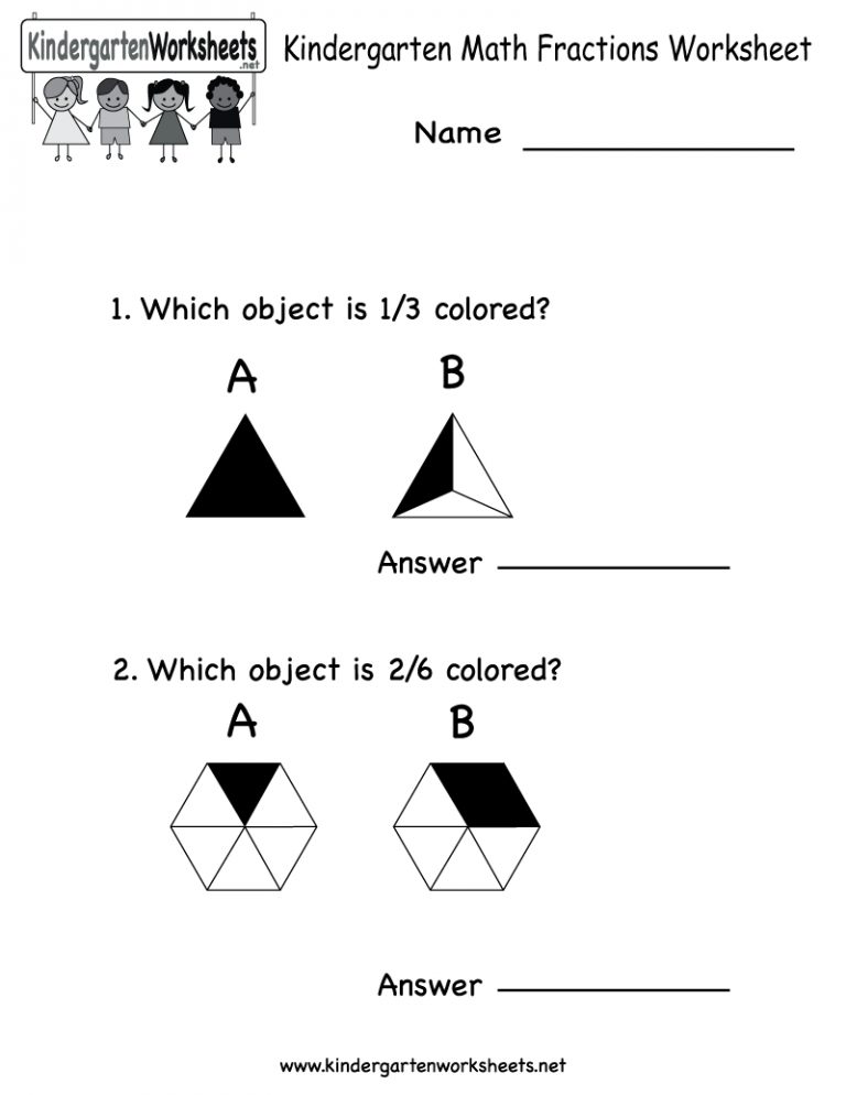 Kindergarten Math Fractions Worksheet - Free Kindergarten Math | Free ...