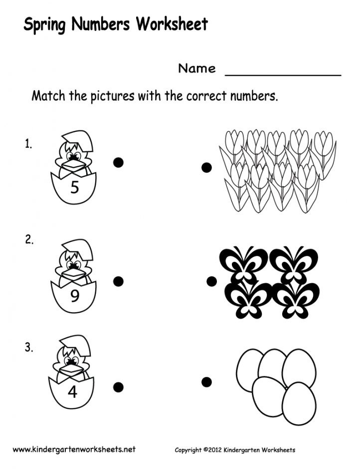 Kindergarten Spring Numbers Worksheet Printable | Spring Worksheets ...