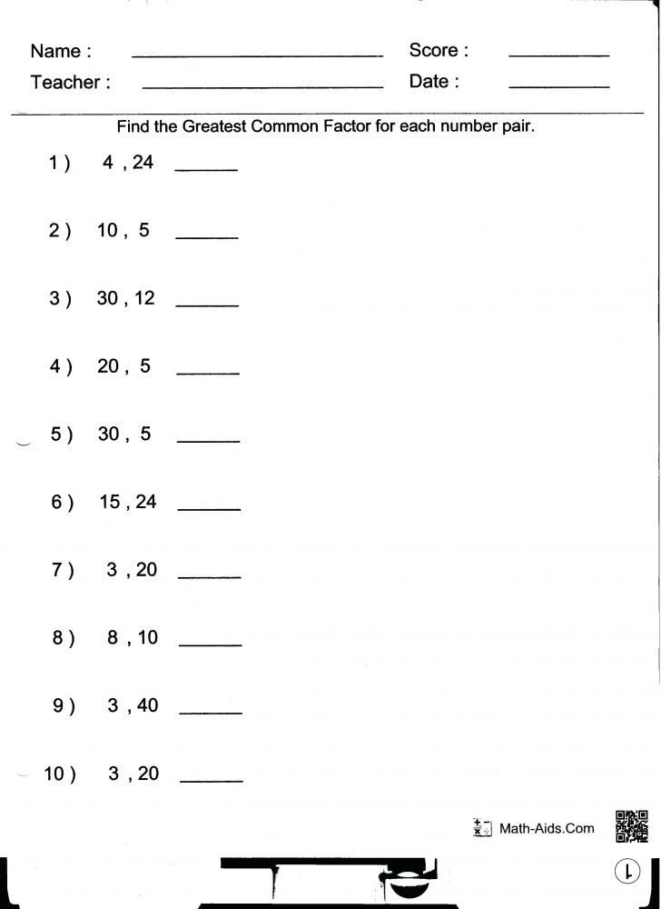 Lcm Of 5 And 20 Math Grade 6 Factoring Worksheets Free Printable D ...