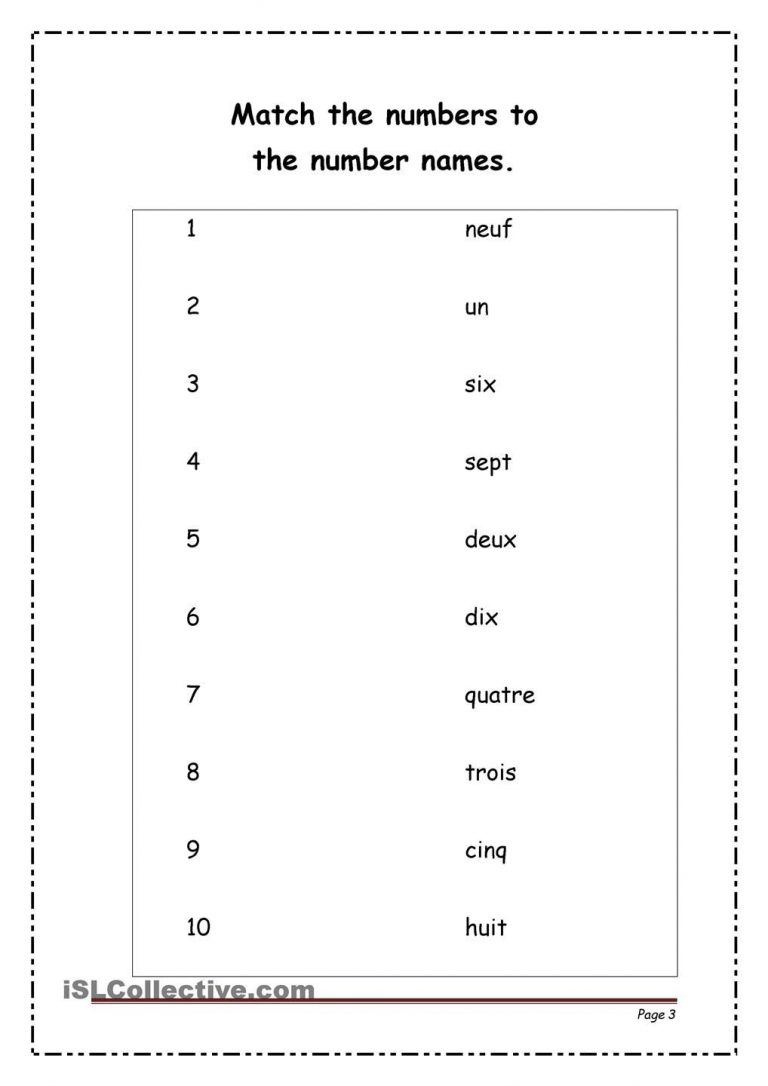 Les Nombres 1-20 | Nombres | French Worksheets, Kindergarten | French ...