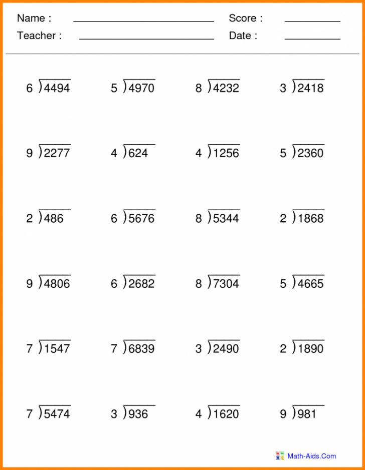 Long Division Worksheets 5Th Grade To Learning - Math Worksheet For ...