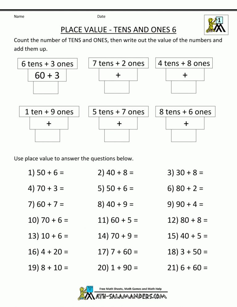 Math Place Value Worksheets 2 Digit Numbers | Free Printable Place ...