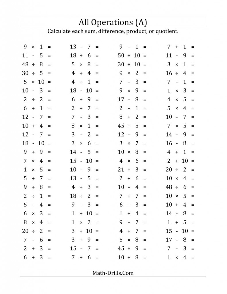 Basic Facts Worksheets Printable Printable Worksheets