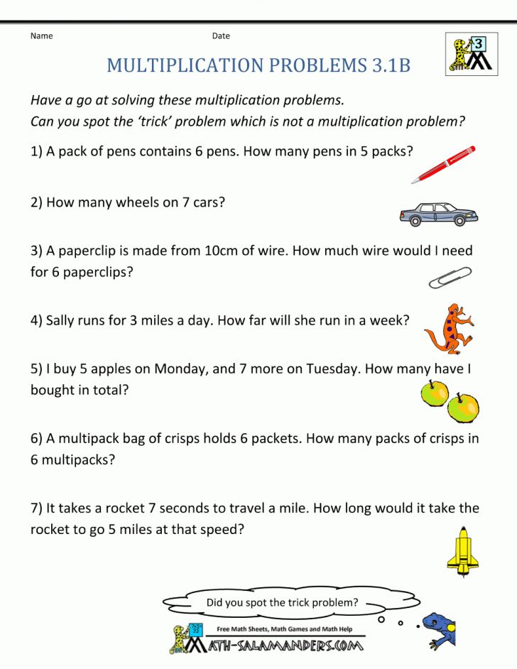 Multiplication Word Problem Worksheets 3Rd Grade | 3Rd Grade ...