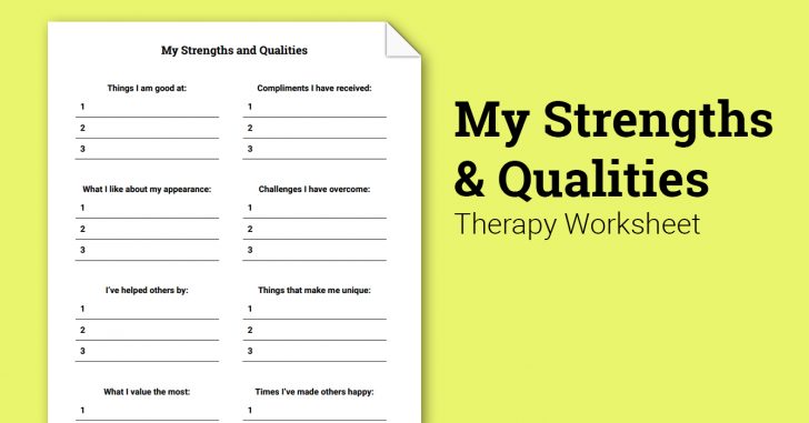 My Strengths And Qualities (Worksheet) | Therapist Aid - Free | Free ...