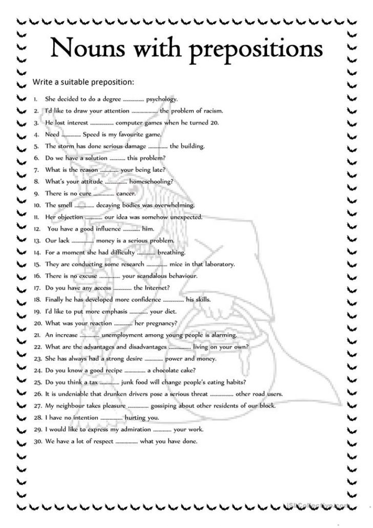 Nouns With Prepositions Worksheet - Free Esl Printable Worksheets ...