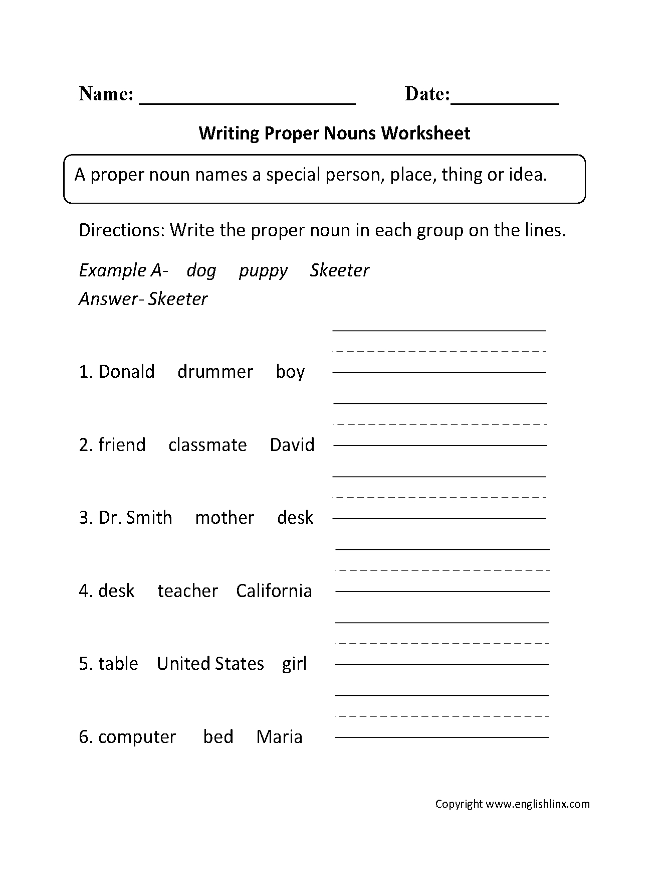 Printable List Of Common Nouns