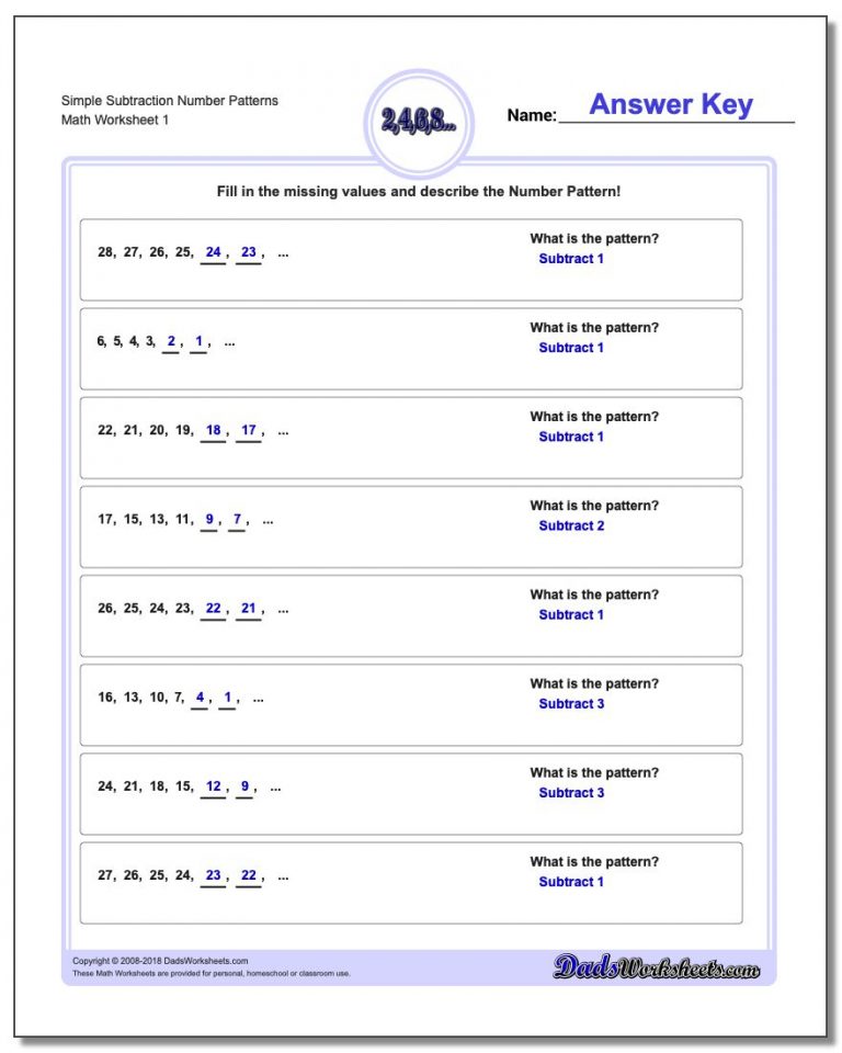 Number Patterns Printable Number Pattern Worksheets Printable 