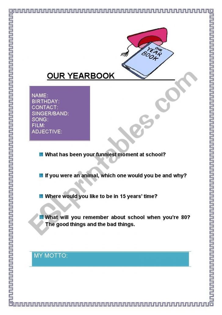 Our Yearbook - Esl Worksheetpaula.garrigues | Yearbook Printable ...