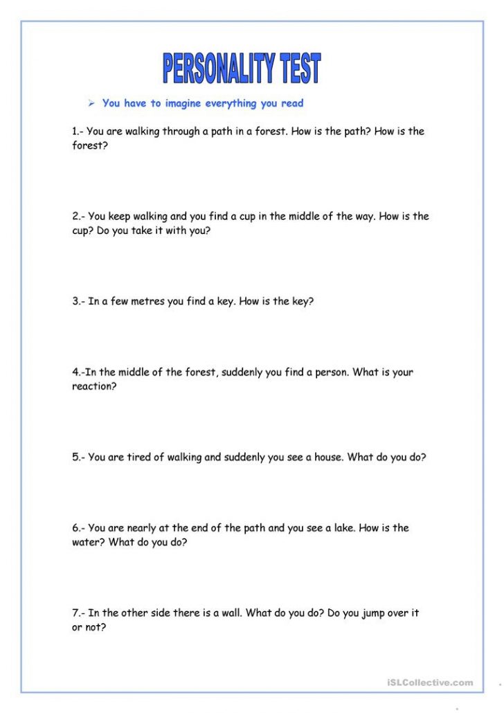 Personality Test Worksheet - Free Esl Printable Worksheets Made ...