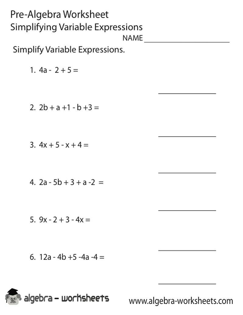 8Th Grade Pre Algebra Worksheets Printable Printable Worksheets