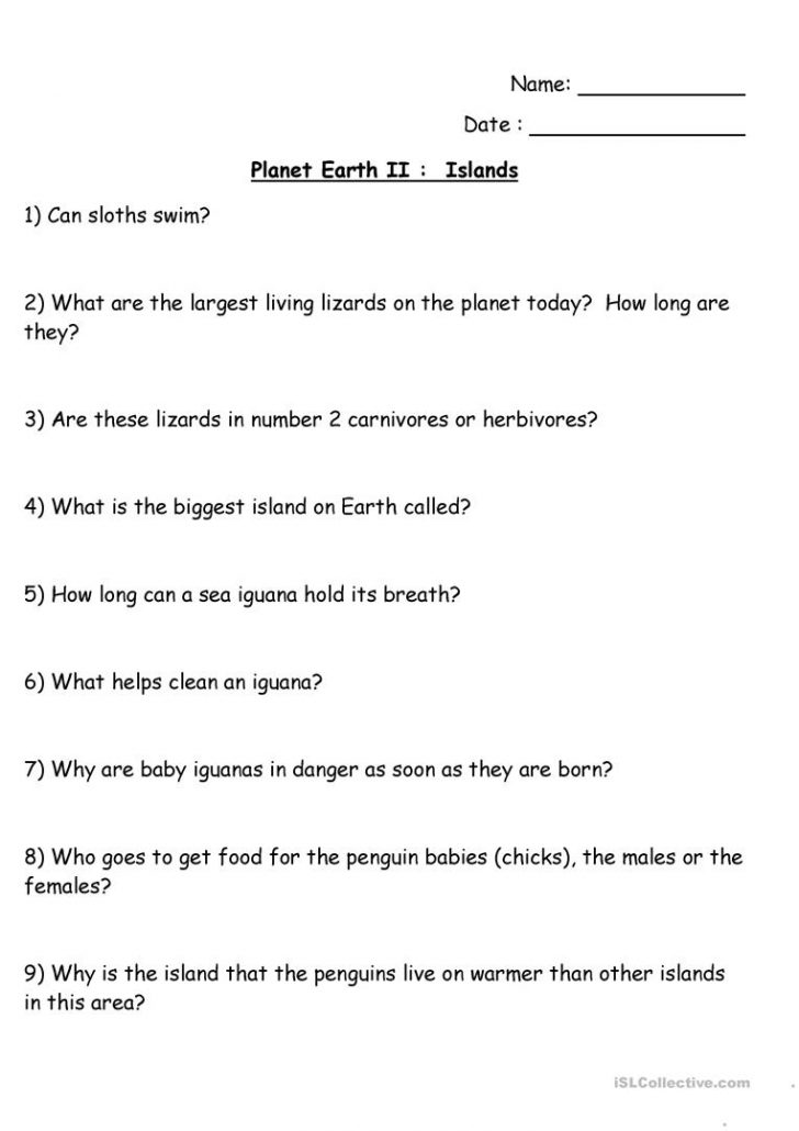Planet Earth Ii - Islands Worksheet - Free Esl Printable Worksheets ...
