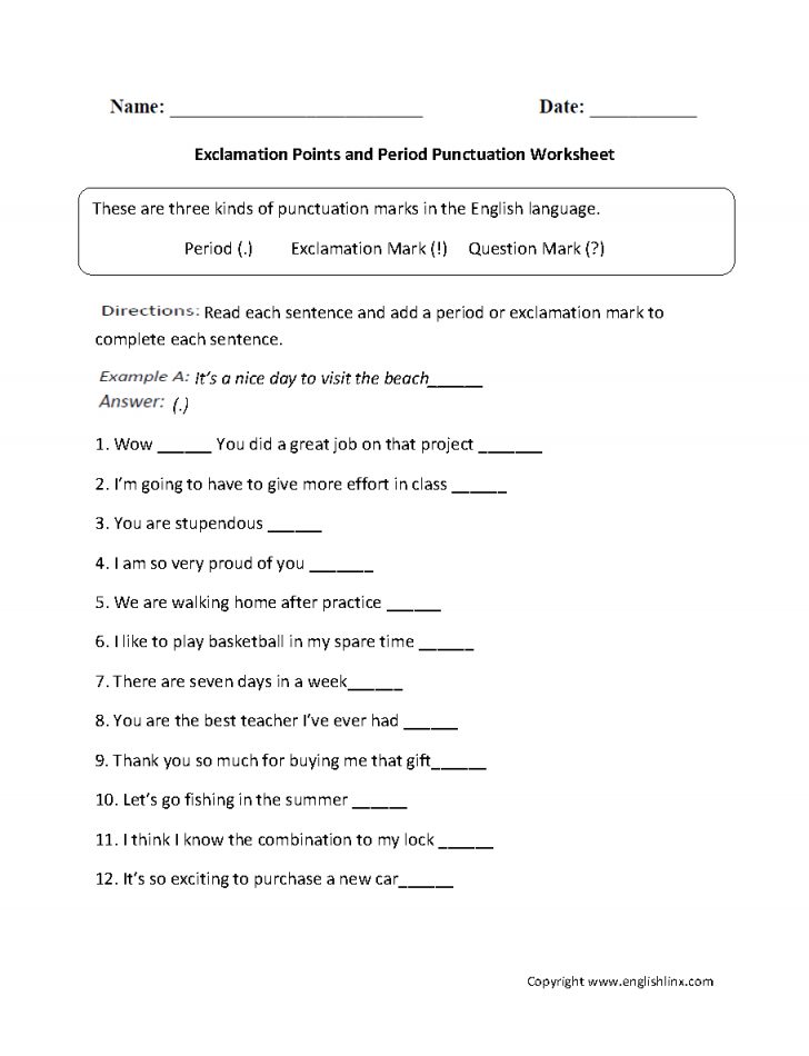 Punctuation Worksheets | Ending Punctuation Worksheets | Free Printable ...