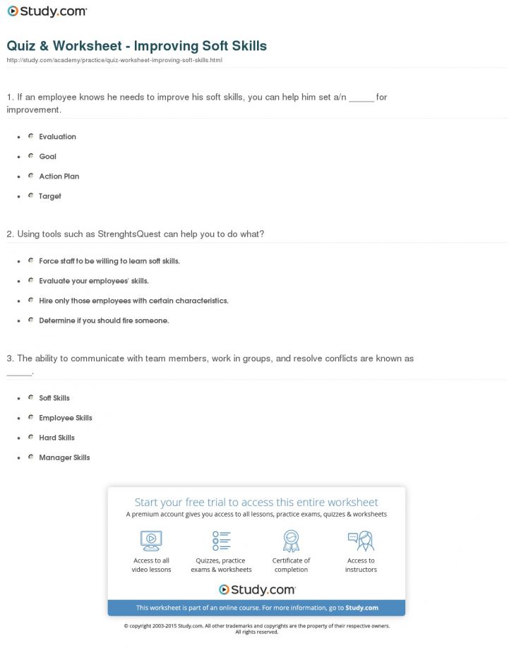 Quiz & Worksheet - Improving Soft Skills | Study - Free Library | Free ...