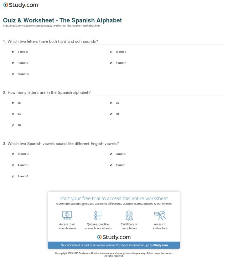 Quiz & Worksheet - The Spanish Alphabet | Study | Spanish Alphabet ...