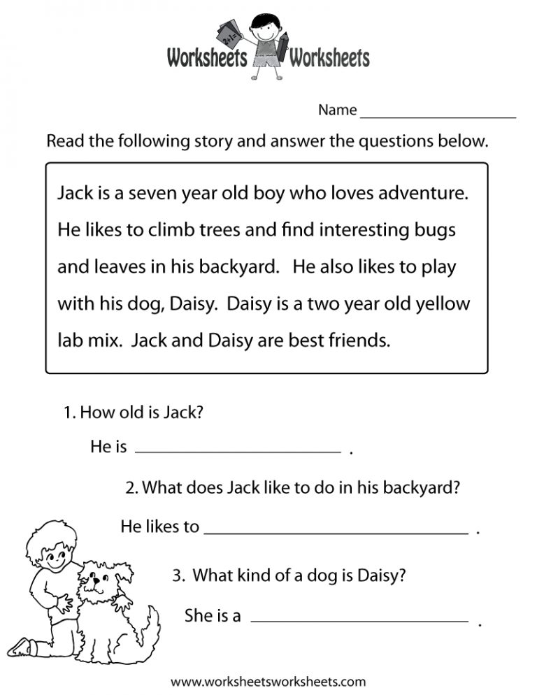 Reading Comprehension Practice Worksheet Printable | Language | Free ...