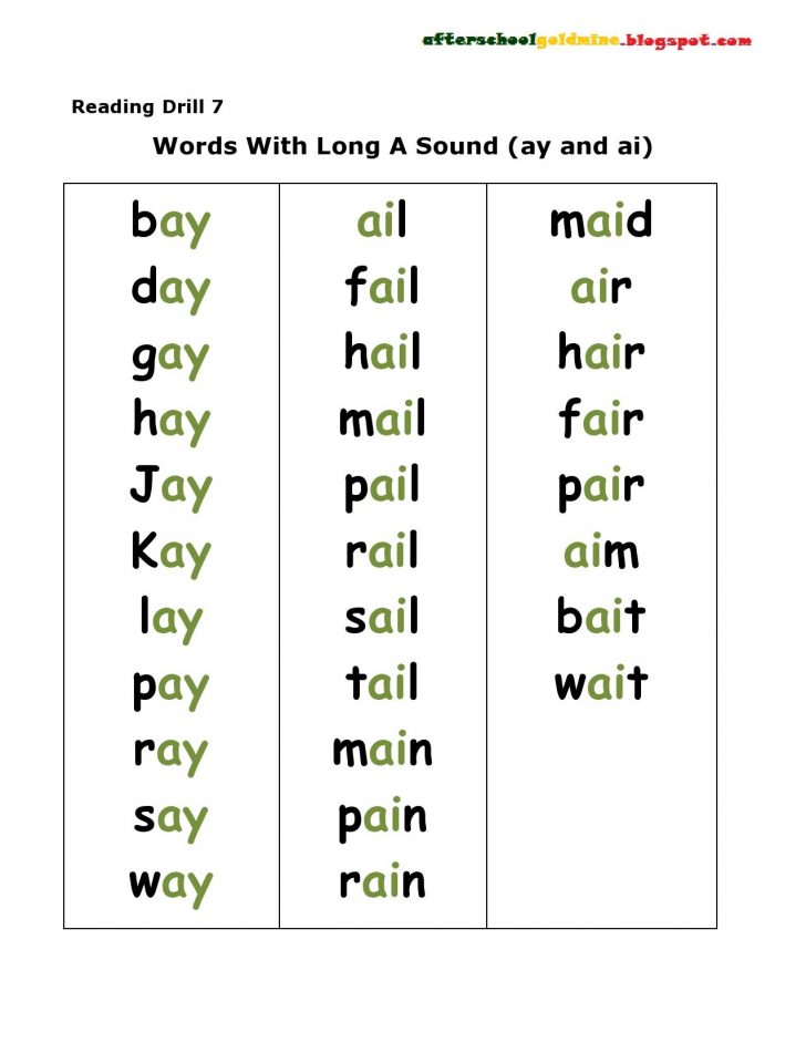 Reading Drill 7 Long A (Ay) | Phonics | English Phonics, Phonics | Free ...