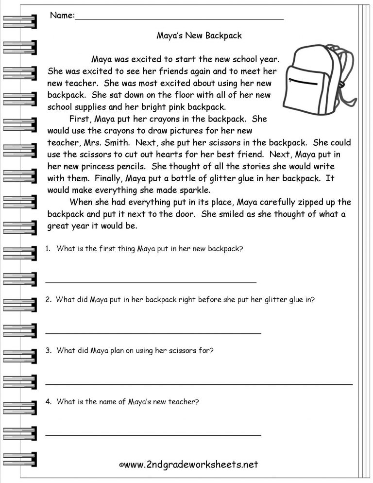 Reading Worksheeets - Free Printable Literacy Worksheets For Adults ...
