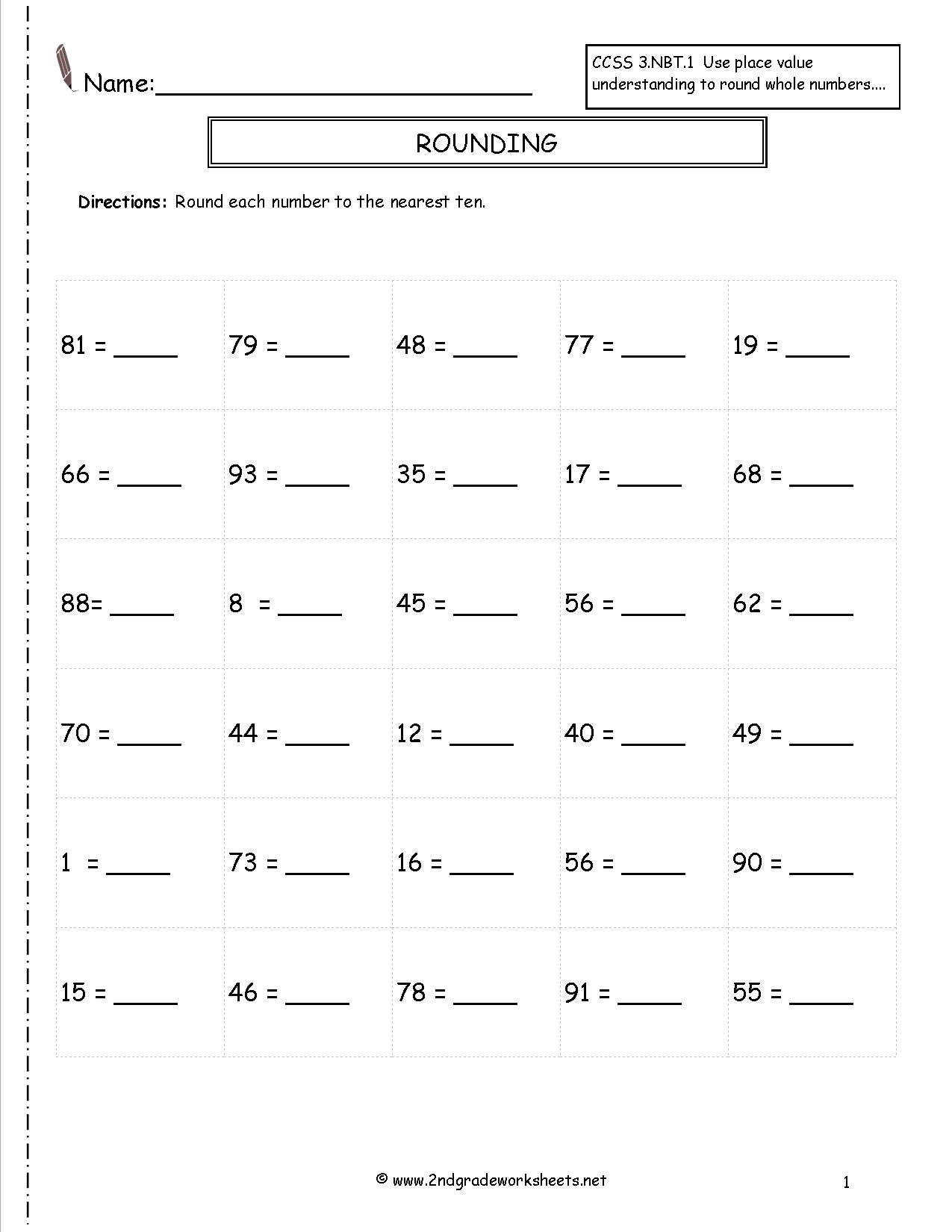 Rounding To The Nearest Ten Worksheet Printable Printable Worksheets