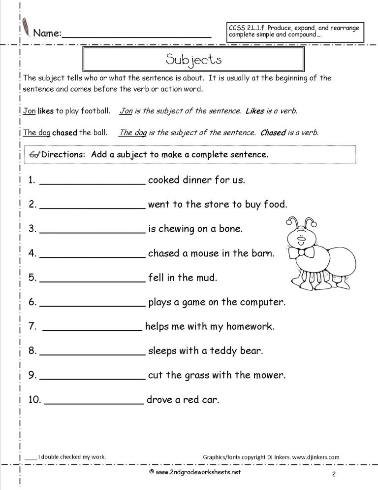 Second Grade Sentences Worksheets, Ccss 2.l.1.f Worksheets. | Free ...