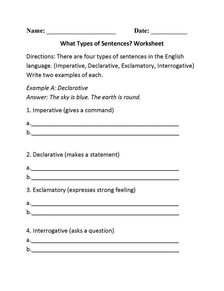 Sentences Worksheets | Types Of Sentences Worksheets | Free Printable ...