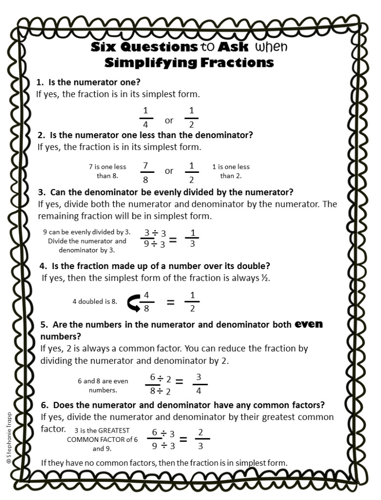 Free Printable Simplifying Fractions Worksheets Printable Worksheets