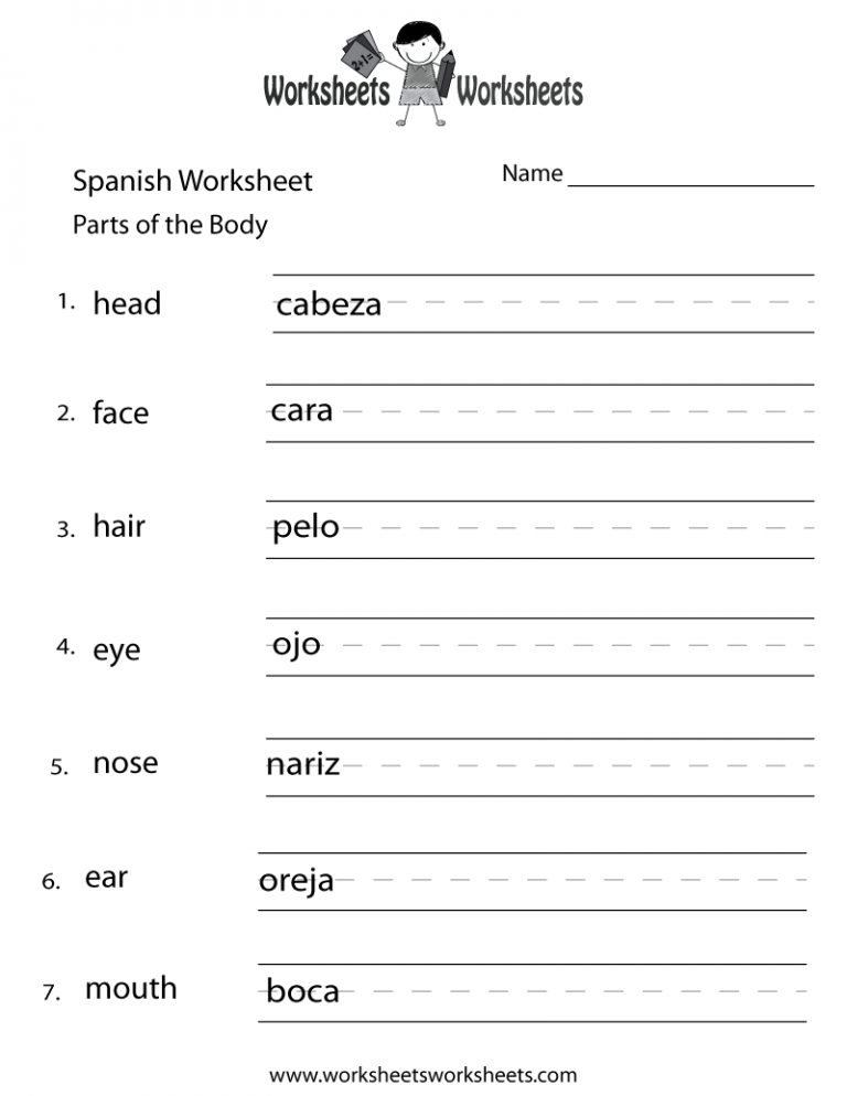 Spanish Worksheets For Kindergarten | Worksheet 1 Best Quality | Free ...