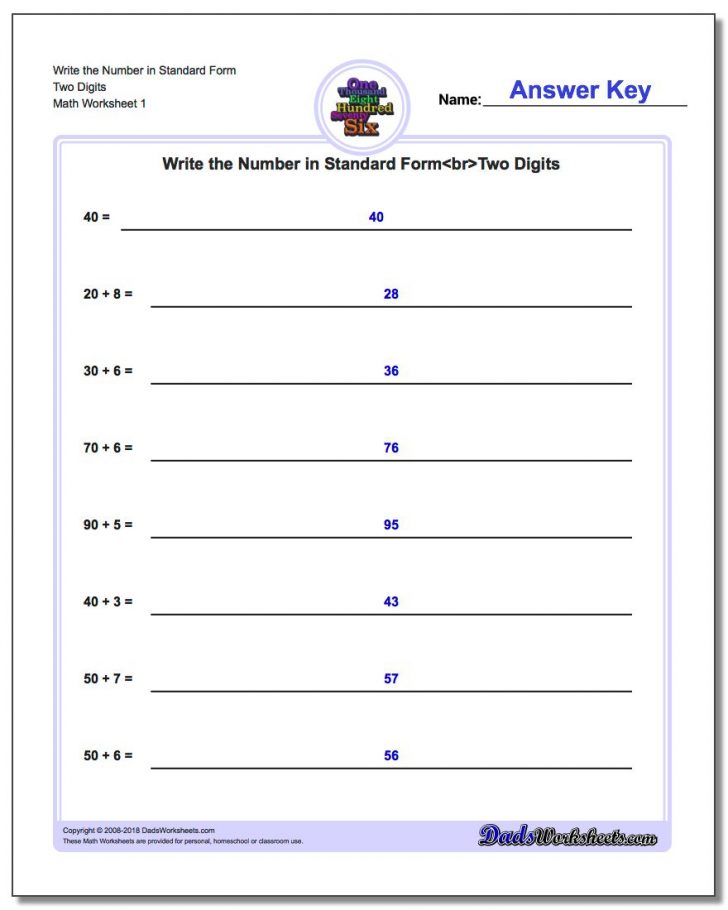 Standard, Expanded And Word Form | Free Printable Expanded Notation ...
