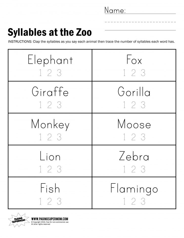 Syllables At The Zoo Worksheet - Free Printable Open And Closed | Free ...