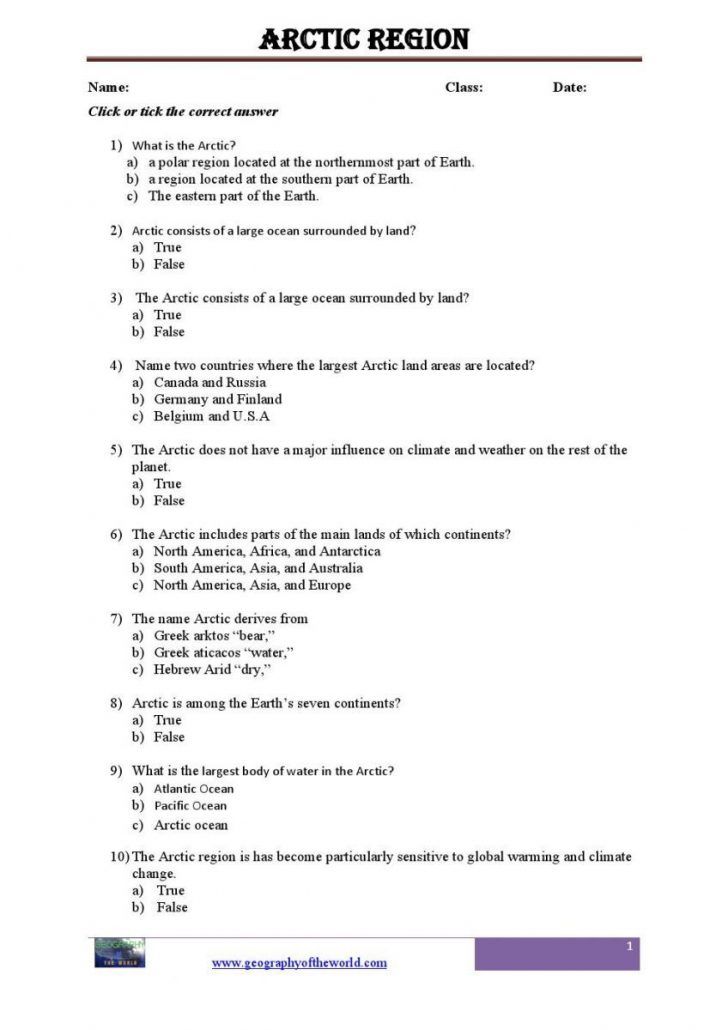 The Arctic Region Printable Free Worksheet Pdf0001 | Geography | Free ...