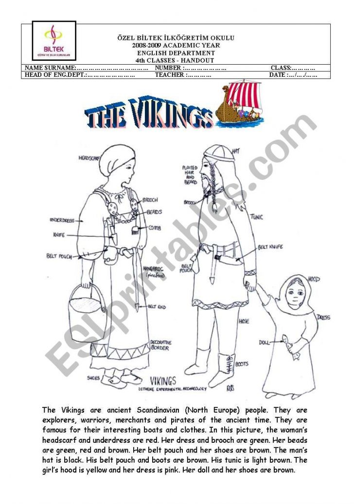 The Vikings - Esl Worksheetinciska | Viking Worksheets Printable ...