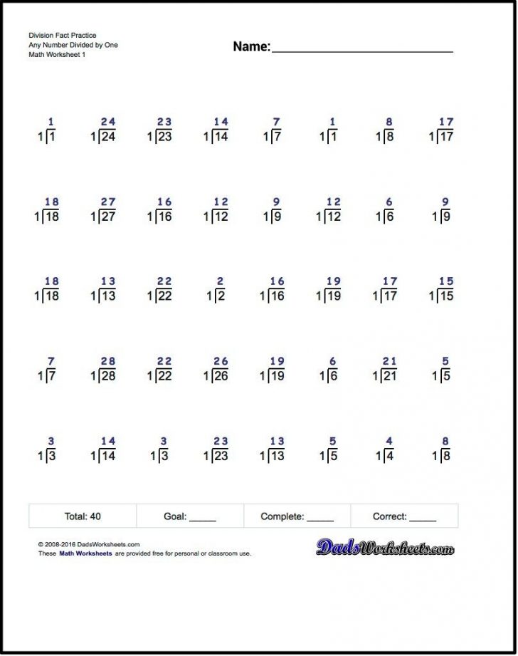 These Are Basic Practice Division Worksheets Designed To Work As One ...