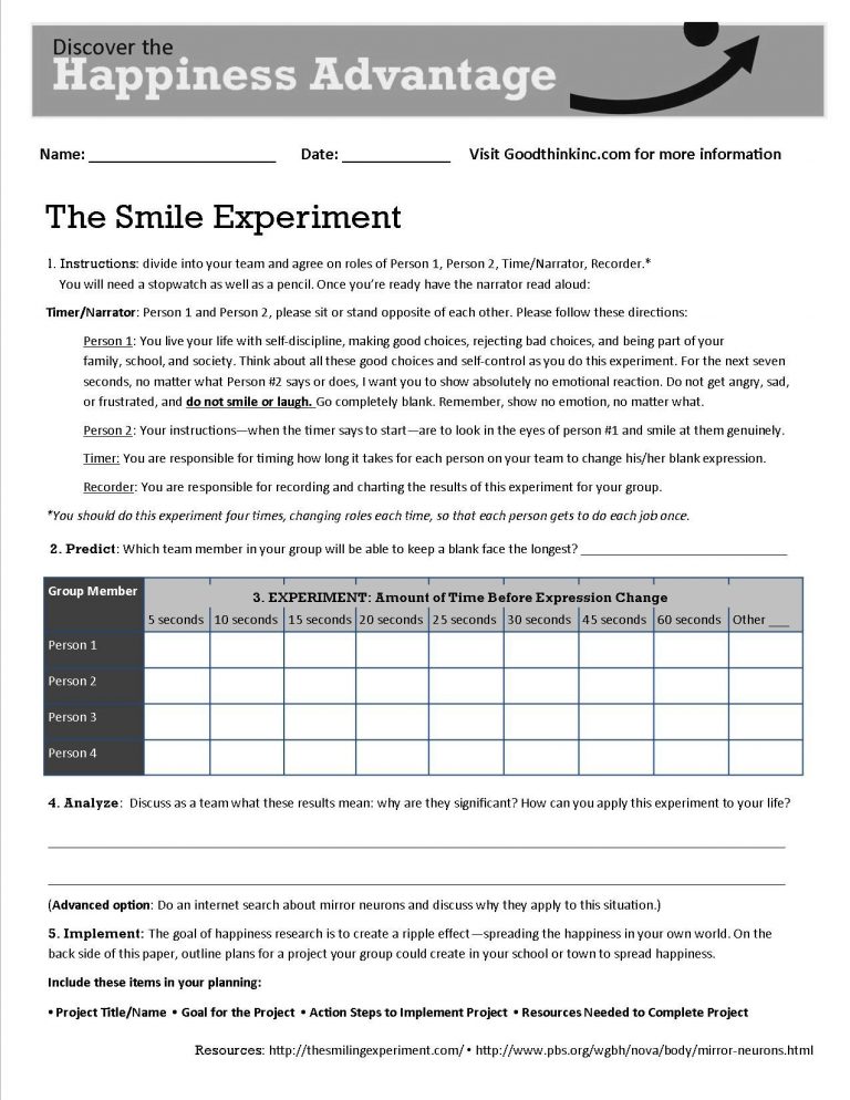 This Is Goodthink's Smile Experiment Worksheet That Turns Our Smile ...