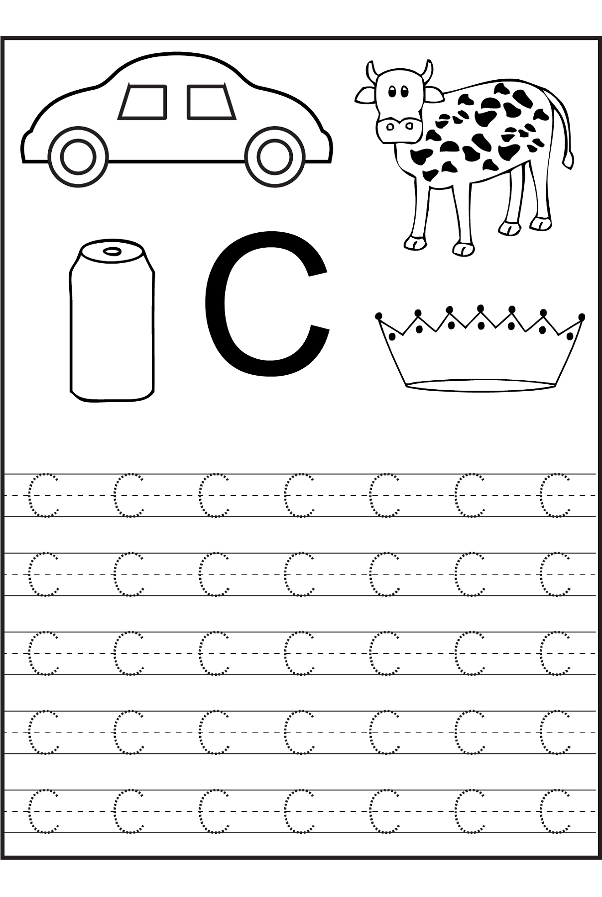 Letter C Coloring Worksheet Free Kindergarten English Worksheet 
