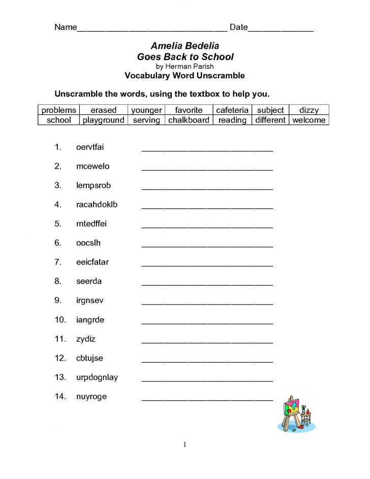 Worksheets Ameleia Bedelia | Amelia Bedelia Goes Back To School ...